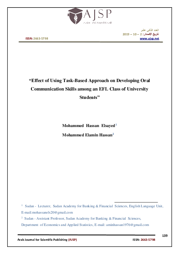 (PDF) “Effect of Using Task-Based Approach on Developing Oral Communication Skills among an EFL ...
