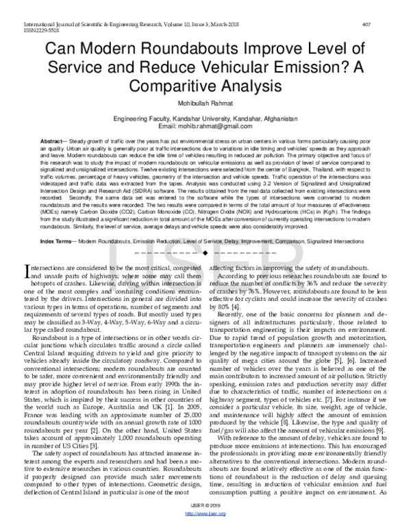 (PDF) Can Modern Roundabouts Improve Level of Service and Reduce ...