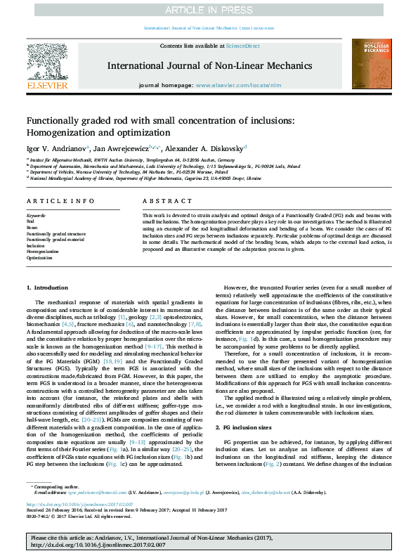 (PDF) Functionally graded rod with small concentration of inclusions ...
