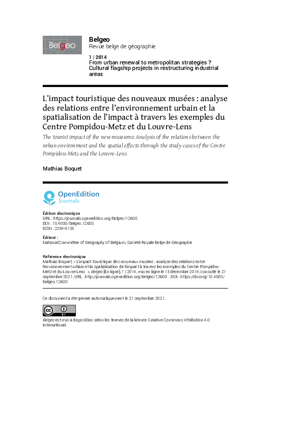 (PDF) The tourist impact of the new museums: Analysis of the relations ...