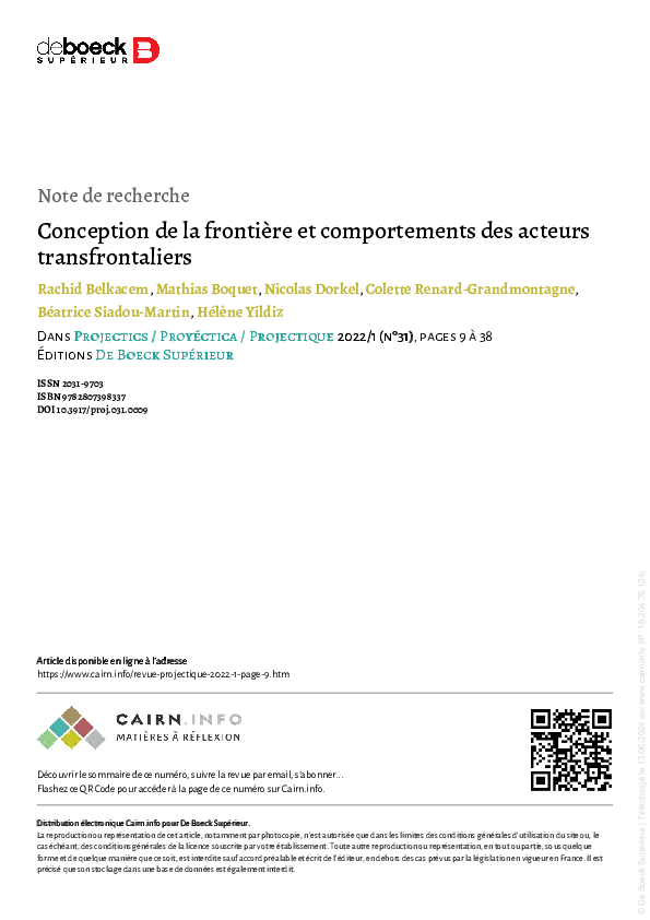 (PDF) Conception de la frontière et comportements des acteurs ...