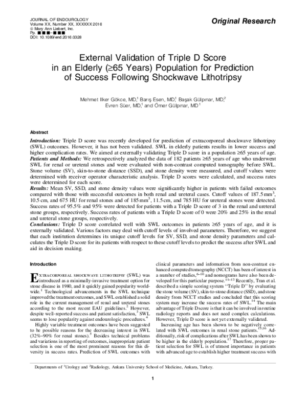 (PDF) External Validation of Triple D Score in an Elderly (≥65 Years) Population for Prediction ...