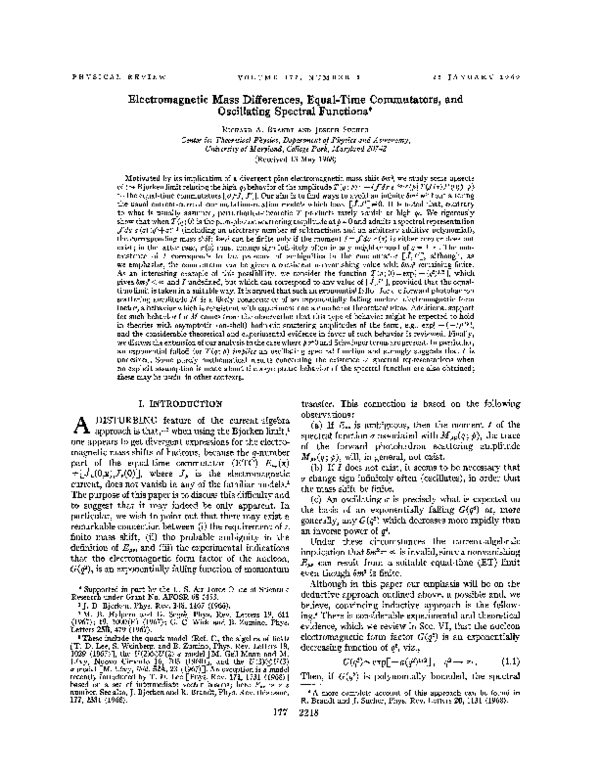Pdf Electromagnetic Mass Differences Equal Time Commutators And Oscillating Spectral