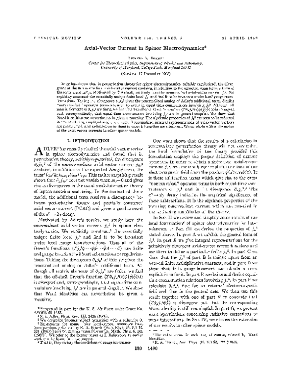 (PDF) Axial-Vector Current in Spinor Electrodynamics