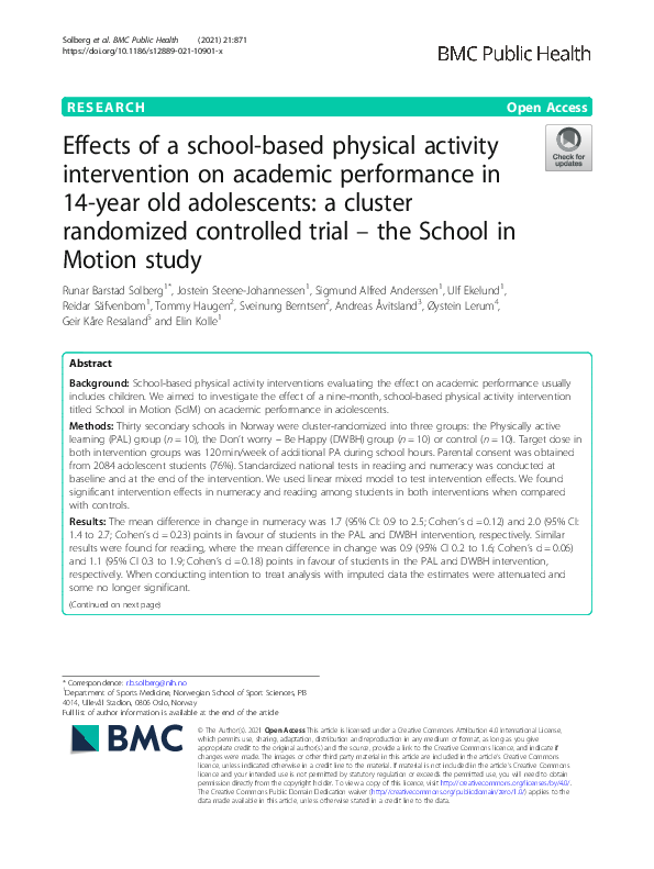(PDF) Effects of a school-based physical activity intervention on academic performance in 14 ...