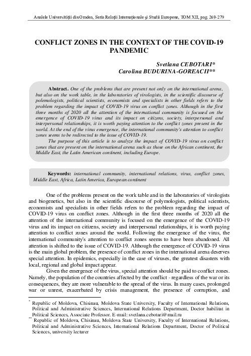 (PDF) Conflict Zones in THR Context of the Covid-19 Pandemic