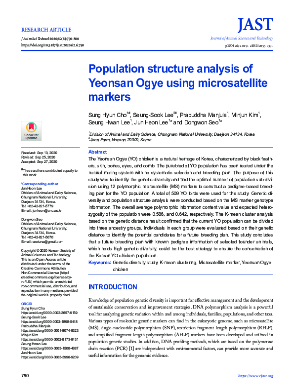 (PDF) Population structure analysis of Yeonsan Ogye using ...