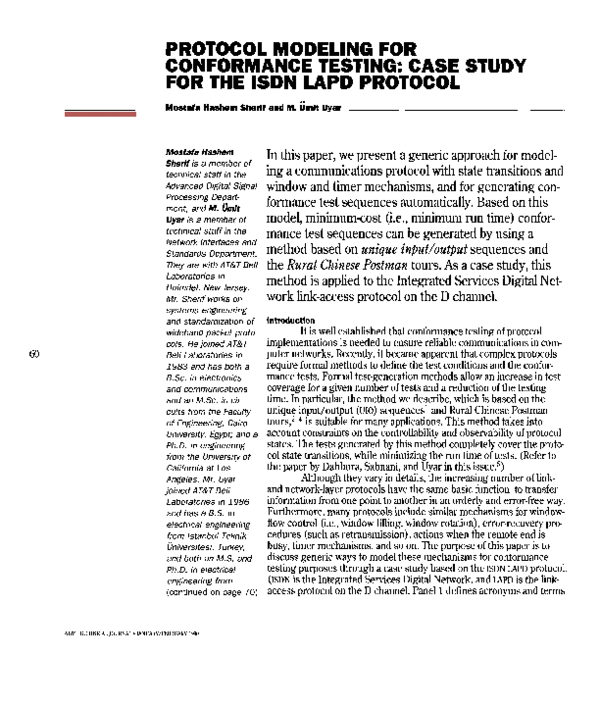 (PDF) Protocol Modeling for Conformance Testing: Case Study for the ...