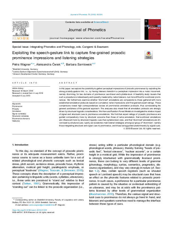 Pdf Exploiting The Speech Gesture Link To Capture Fine Grained