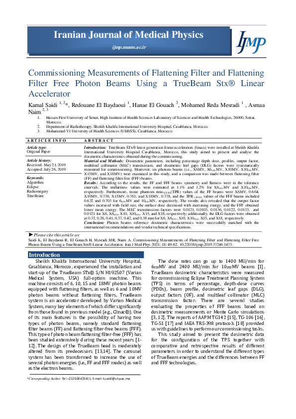 (PDF) Commissioning Measurements of Flattening Filter and Flattening ...