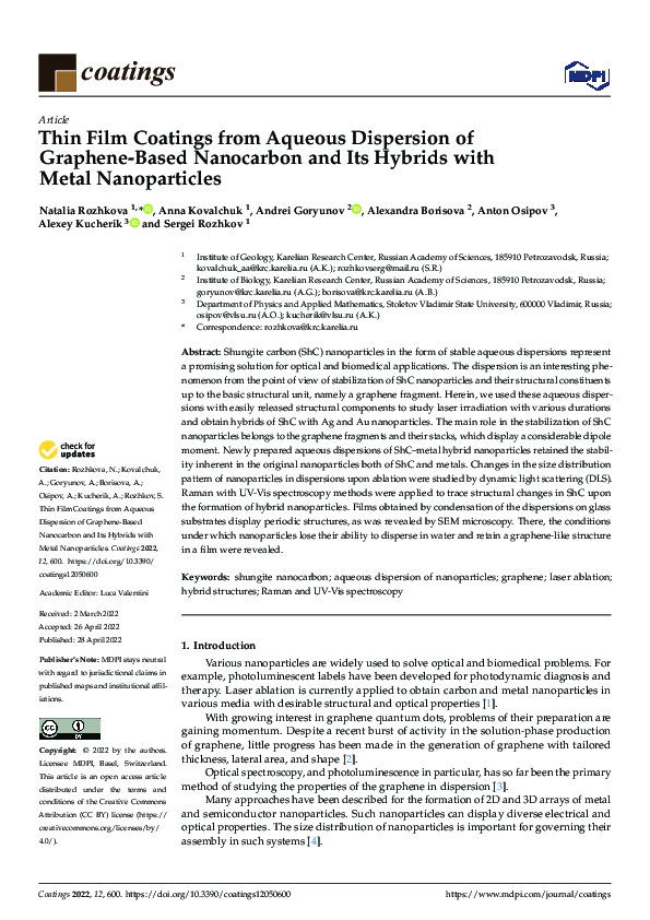 (PDF) Thin Film Coatings from Aqueous Dispersion of Graphene-Based ...