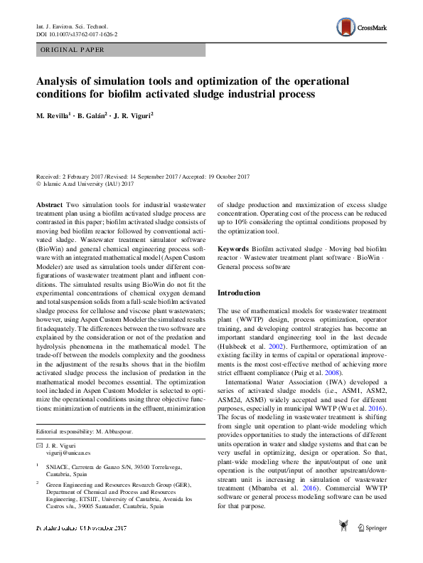 (PDF) Analysis of simulation tools and optimization of the operational conditions for biofilm ...