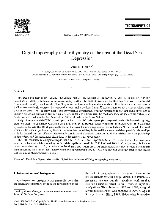 (PDF) Digital topography and bathymetry of the area of the Dead Sea ...
