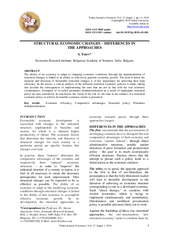 (PDF) Structural Economic Changes – Differences in the Approaches