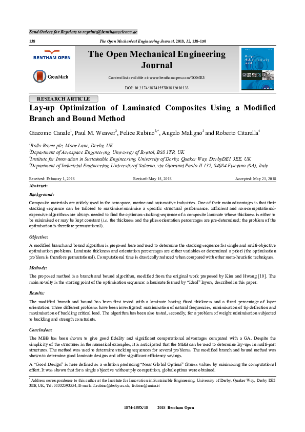 (PDF) Lay-up Optimization of Laminated Composites Using a Modified ...