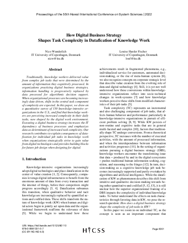 (PDF) How Digital Business Strategy Shapes Task Complexity in ...