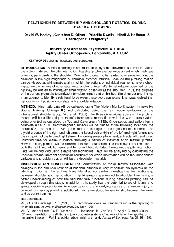 (PDF) Relationships Between Hip and Shoulder Rotation During Baseball ...