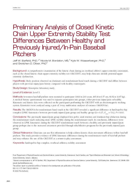 (PDF) Preliminary Analysis of Closed Kinetic Chain Upper Extremity ...