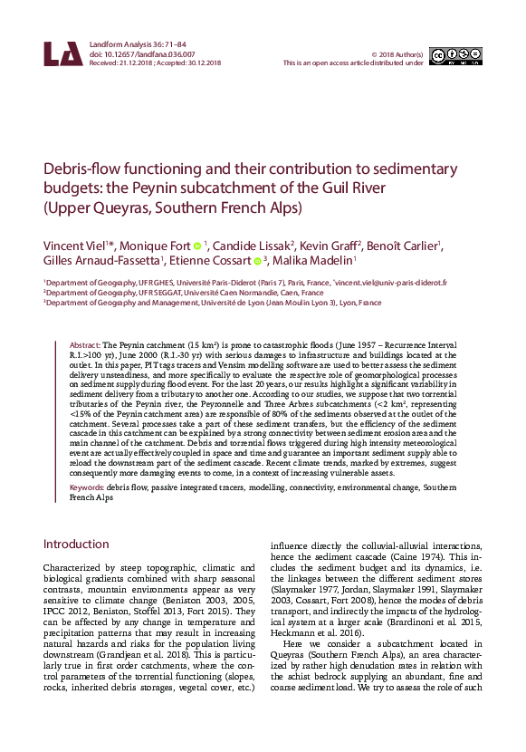 (PDF) Debris-flow functioning and their contribution to sedimentary ...