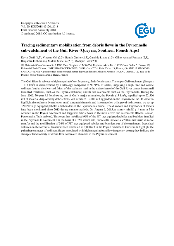 (PDF) Tracing sedimentary mobilization from debris flows in the ...