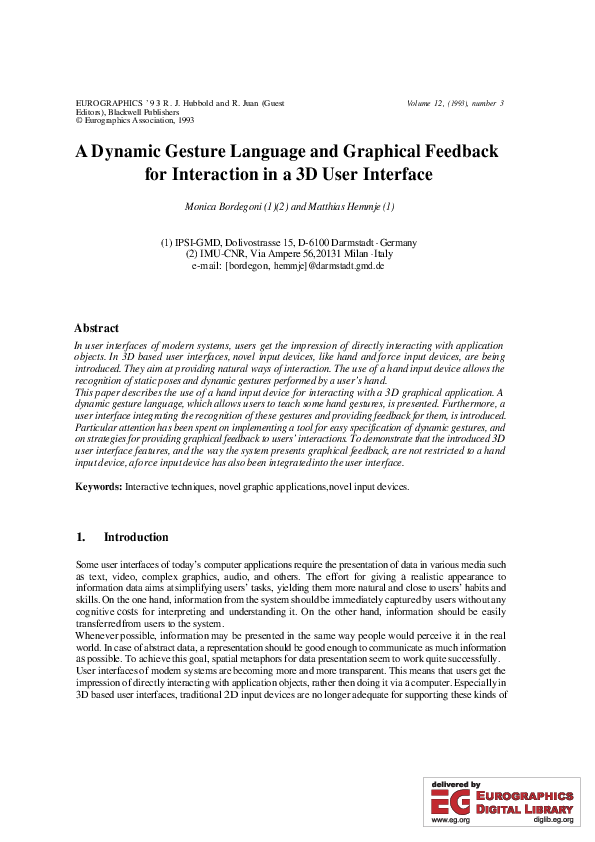 (PDF) A Dynamic Gesture Language and Graphical Feedback for Interaction in a 3D User Interface ...