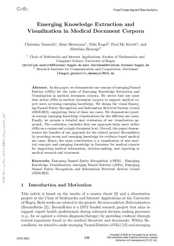 (PDF) Emerging Knowledge Extraction and Visualization in Medical Document Corpora