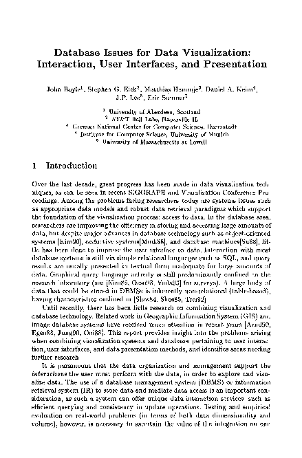 (PDF) Database issues for data visualization: Interaction, user interfaces, and presentation