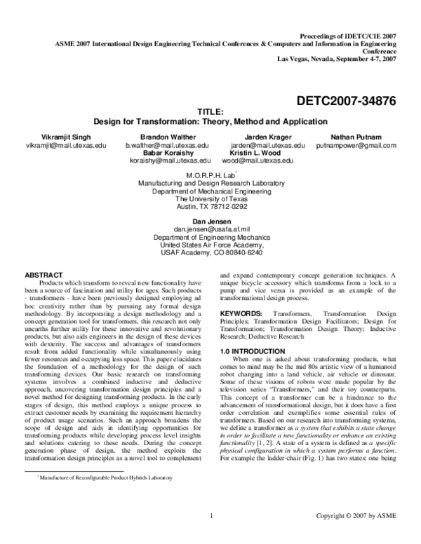 (PDF) Design for Transformation: Theory, Method and Application