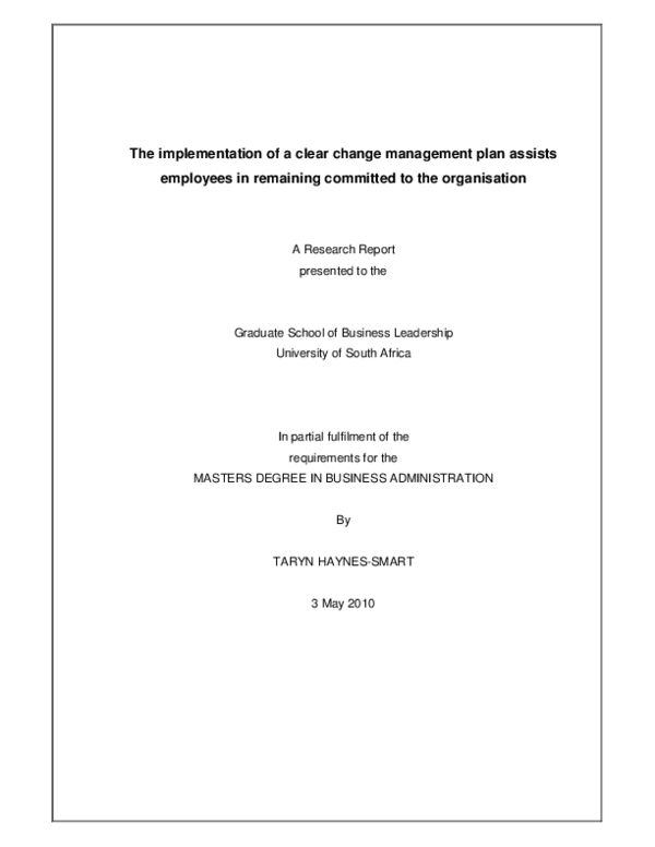 (PDF) The implementation of a clear change management plan assists ...