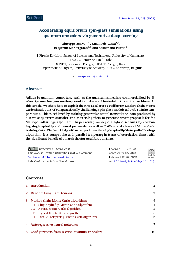 (PDF) Accelerating equilibrium spin-glass simulations using quantum annealers via generative ...