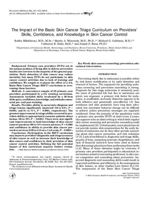 (PDF) The Impact of the Basic Skin Cancer Triage Curriculum on ...
