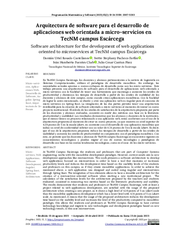 (PDF) Arquitectura de software para el desarrollo de aplicaciones web orientada a micro ...