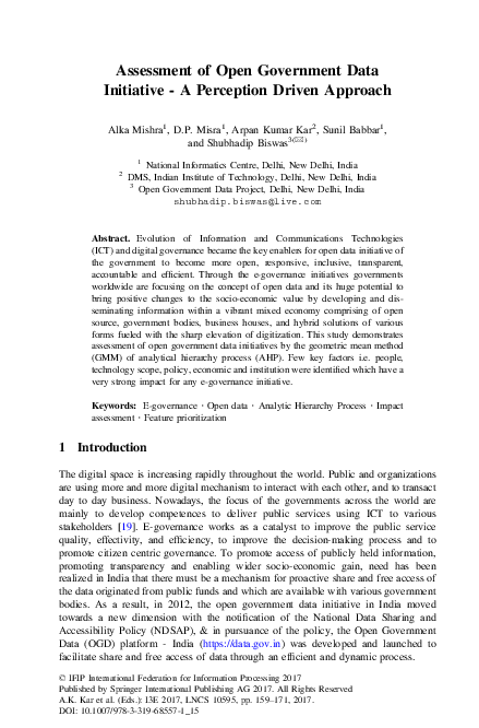 (PDF) Assessment of Open Government Data Initiative - A Perception ...