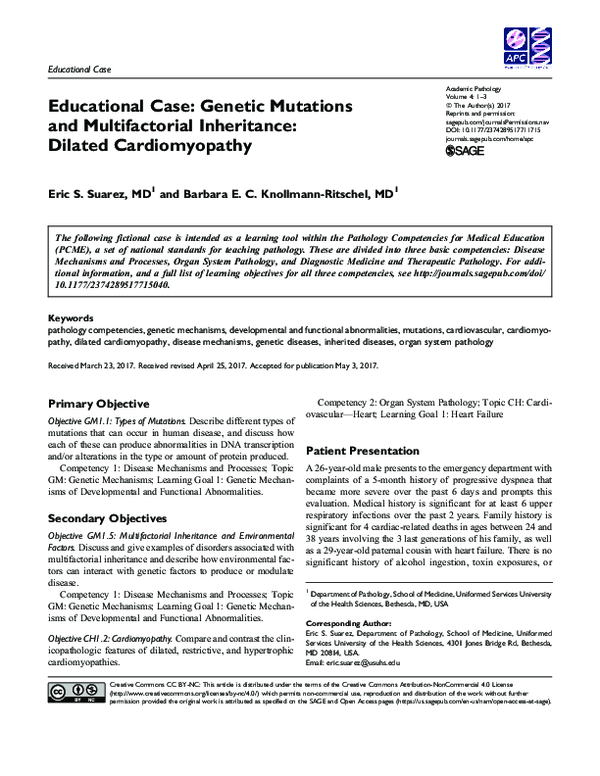 (PDF) Educational Case: Genetic Mutations and Multifactorial Inheritance