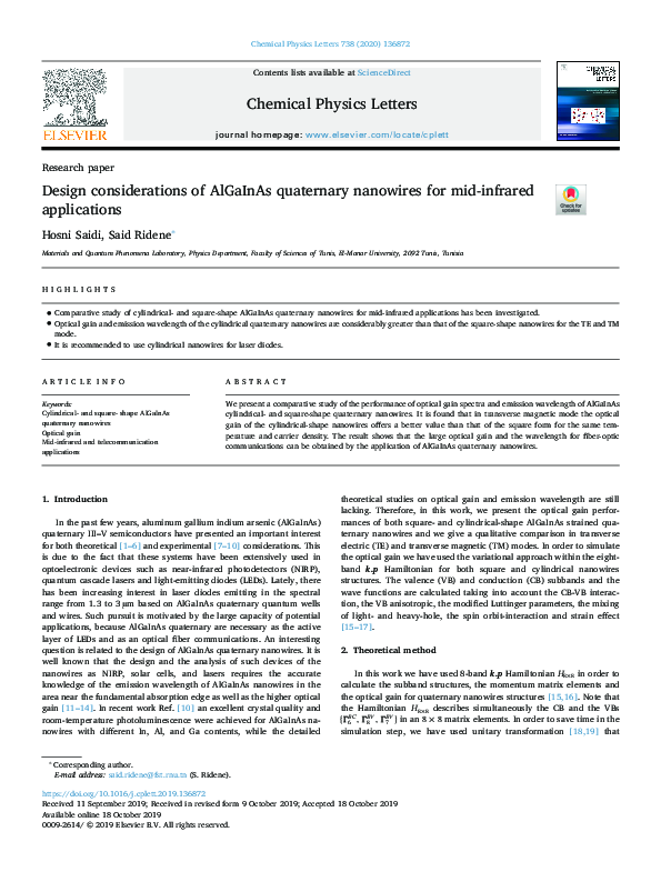 (PDF) Design considerations of AlGaInAs quaternary nanowires for mid ...