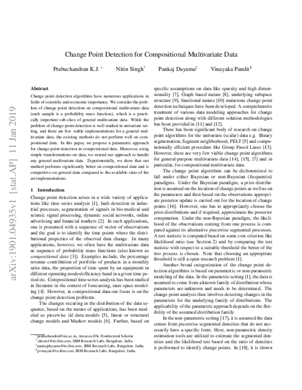 (PDF) Change point detection for compositional multivariate data