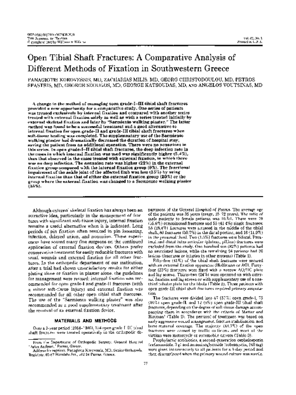 (PDF) Open Tibial Shaft Fractures