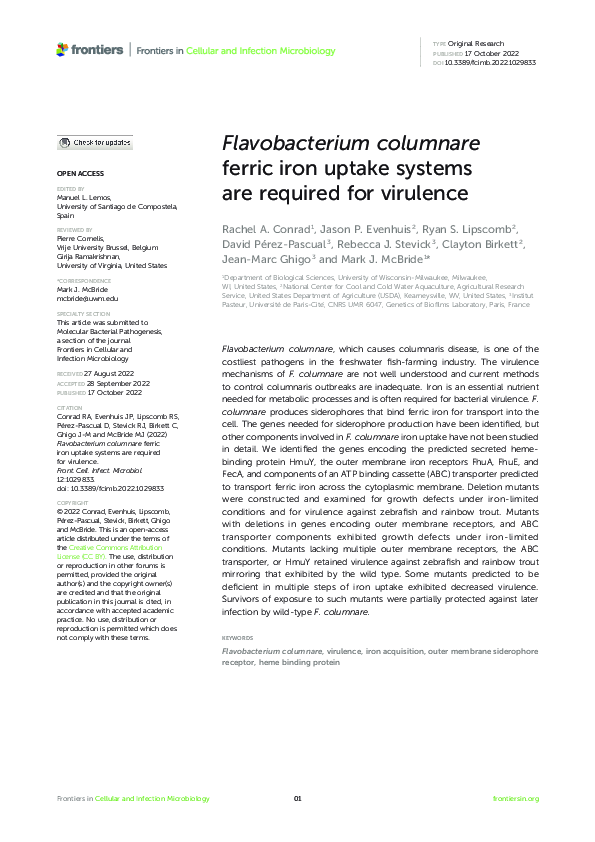 (PDF) Flavobacterium columnare ferric iron uptake systems are required ...