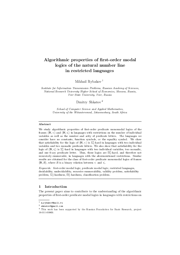 (PDF) Algorithmic properties of first-order modal logics of finite ...
