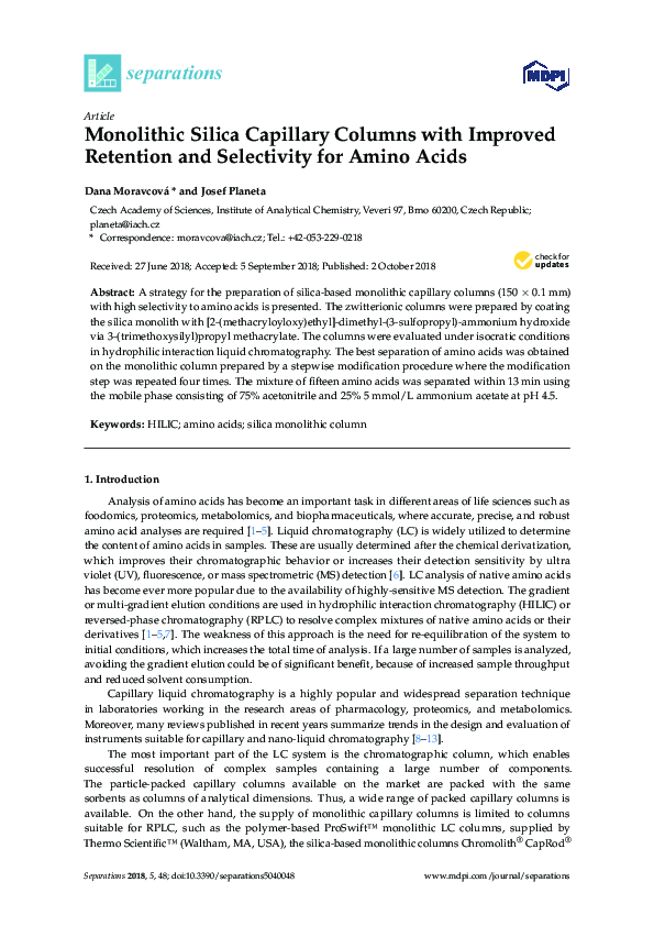 (PDF) Monolithic Silica Capillary Columns with Improved Retention and ...