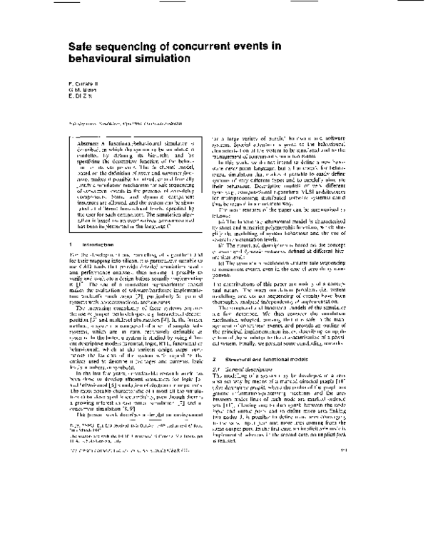 (PDF) Safe sequencing of concurrent events in behavioural simulation