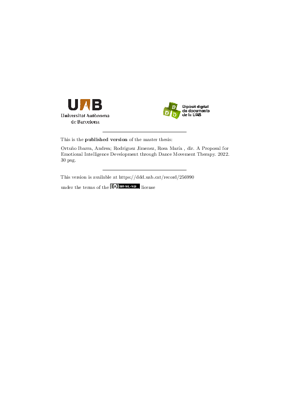(PDF) A proposal for emotional intelligence development through dance movement therapy