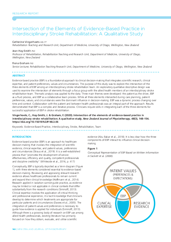 (PDF) Intersection of the elements of evidence-based practice in ...