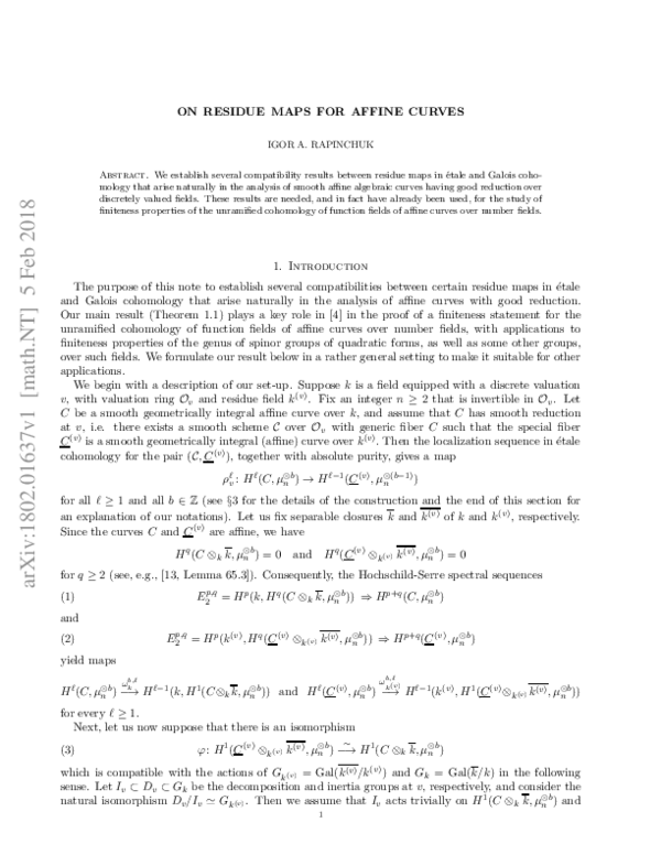 (PDF) On residue maps for affine curves