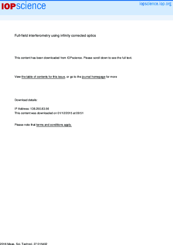 (PDF) Full-field interferometry using infinity corrected optics