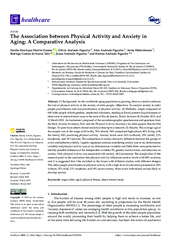 (PDF) The Association between Physical Activity and Anxiety in Aging: A Comparative Analysis