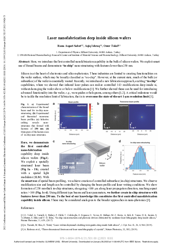 (PDF) Laser nanofabrication deep inside silicon wafers