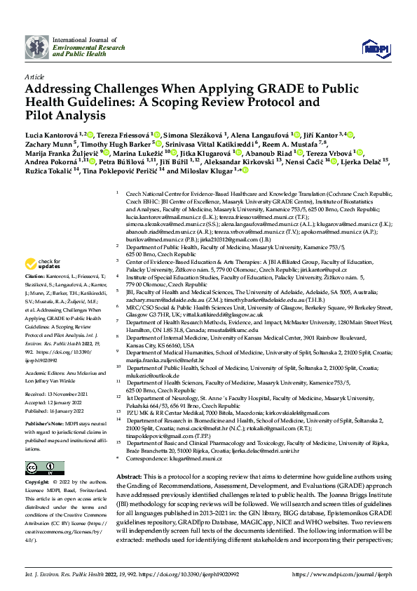(PDF) Addressing Challenges When Applying GRADE to Public Health Guidelines: A Scoping Review ...
