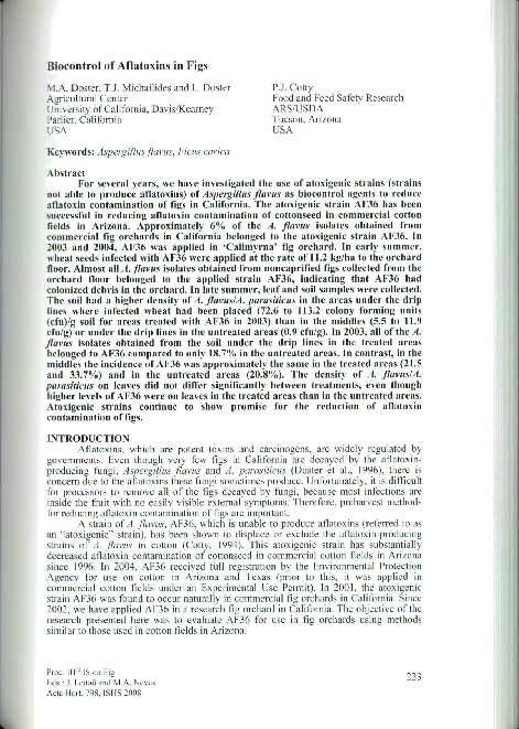 (PDF) Biocontrol of Aflatoxins in Figs