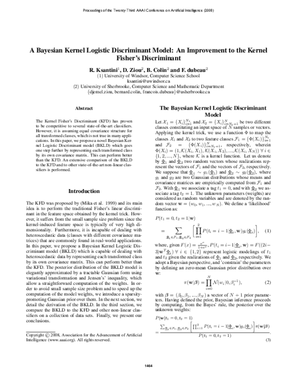 (PDF) A Bayesian Kernel Logistic Discriminant Model: An Improvement to ...